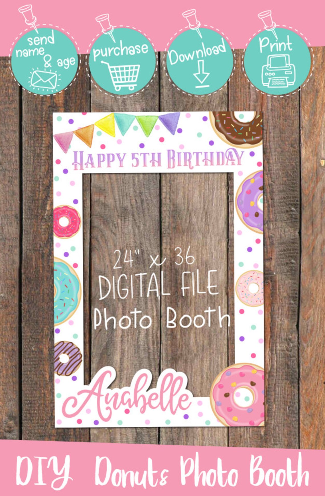 DIGITAL DOWNLOAD Donuts Birthday Party Theme 24 X - Etsy