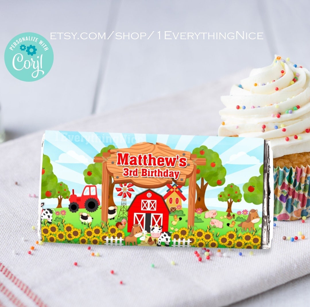Red Barn Farm Barnyard Cowboy Country Animals Candy Chocolate Bar ...