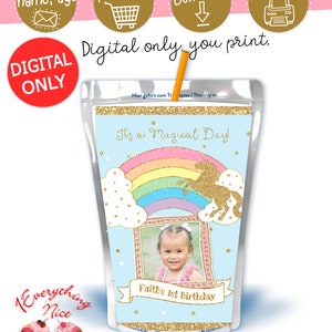 DIGITAL DOWNLOAD Unicorn Unicorns Theme Birthday Printables Labels ...