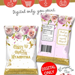 DIGITAL DOWNLOAD Fairies Fairy Magical Birthday Party Printable Labels ...
