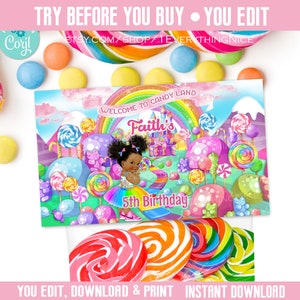 Candyland Candy Land Candy Girl Theme | Editable DIGITAL Instant ...