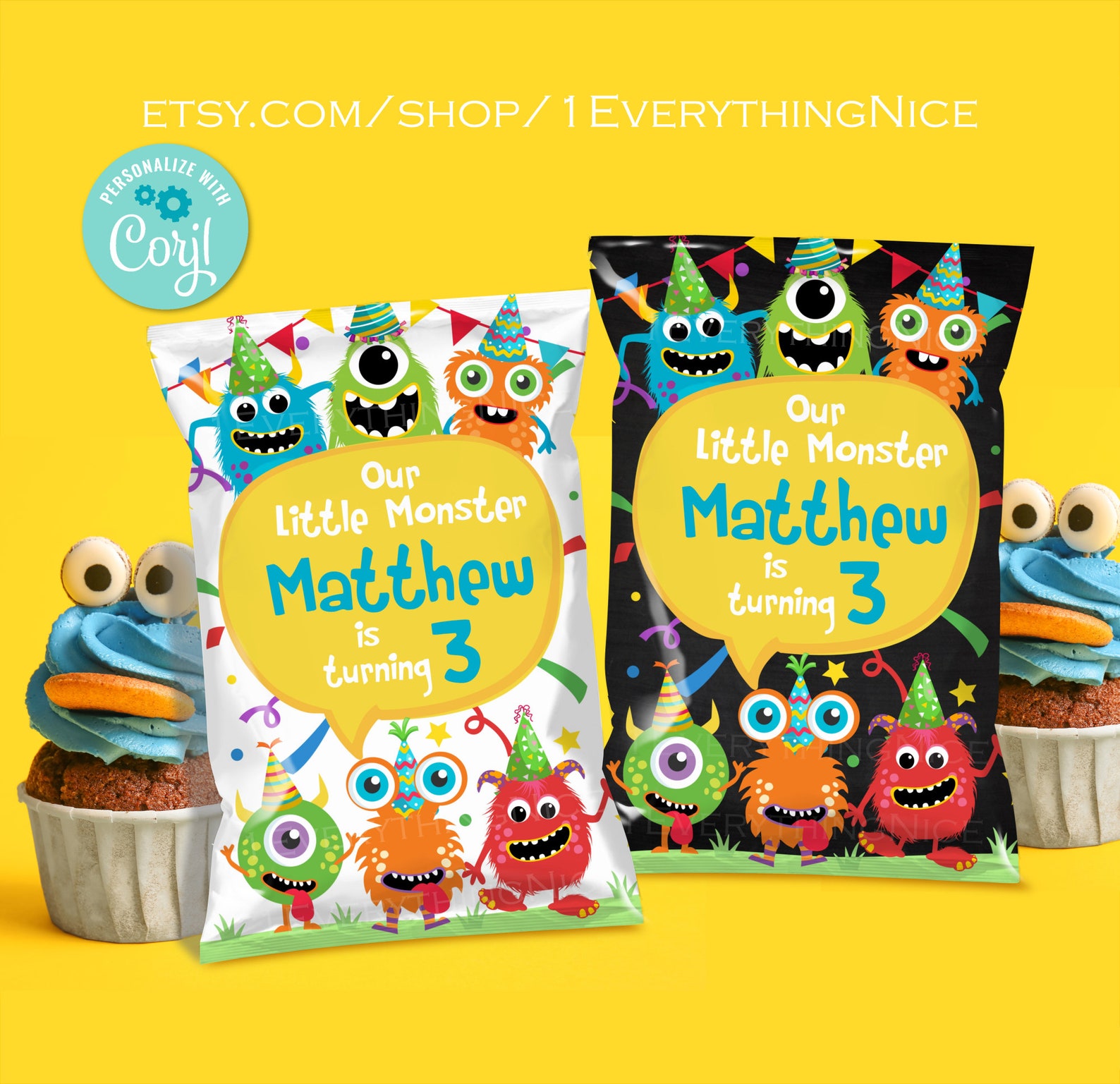 Cute Monsters Monster Bash Editable Instant DIGITAL DOWNLOAD - Etsy
