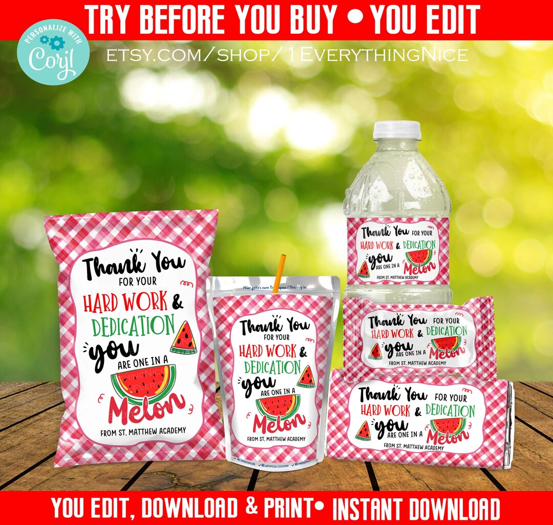 One in A Melon Hard Work Dedication Appreciation Bundle Set 3 ...