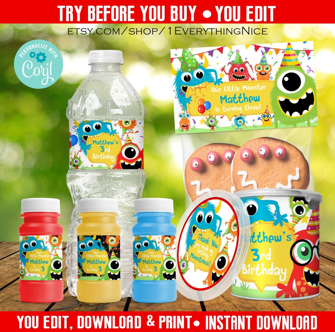Monster Bash Monsters Theme Instant Download Birthday Party Printable ...