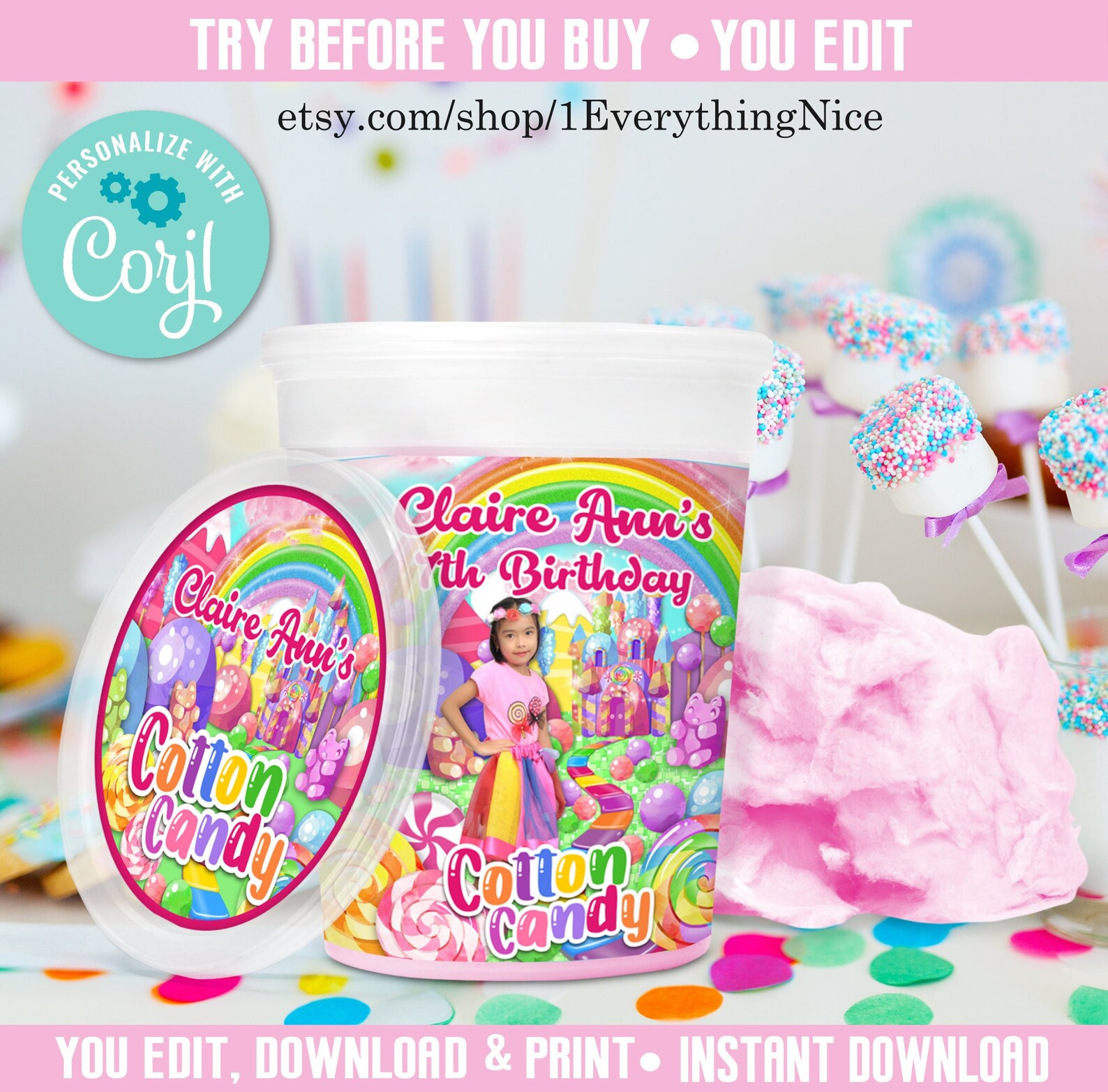 Editable DIGITAL Instant DOWNLOAD Candy Land Candyland Theme - Etsy