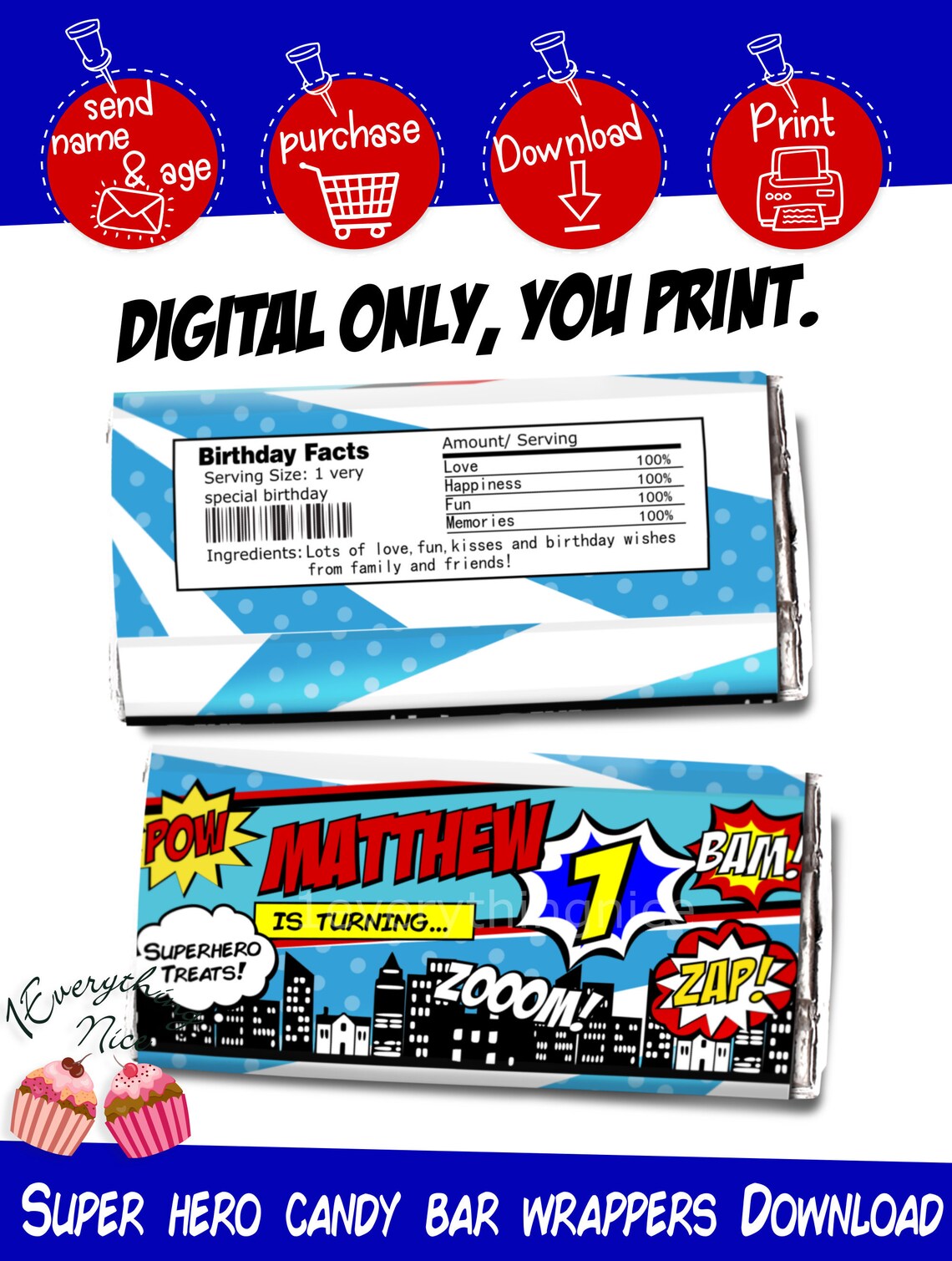 DIGITAL DOWNLOAD Hero Theme Candy Bar Wrappers Digital | Etsy