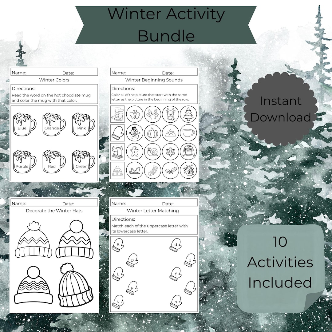 Winter Learning Activities Bundle: Beginning Sounds, Letter Matching ...