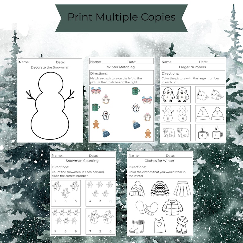 Winter Learning Activities Bundle: Beginning Sounds, Letter Matching ...