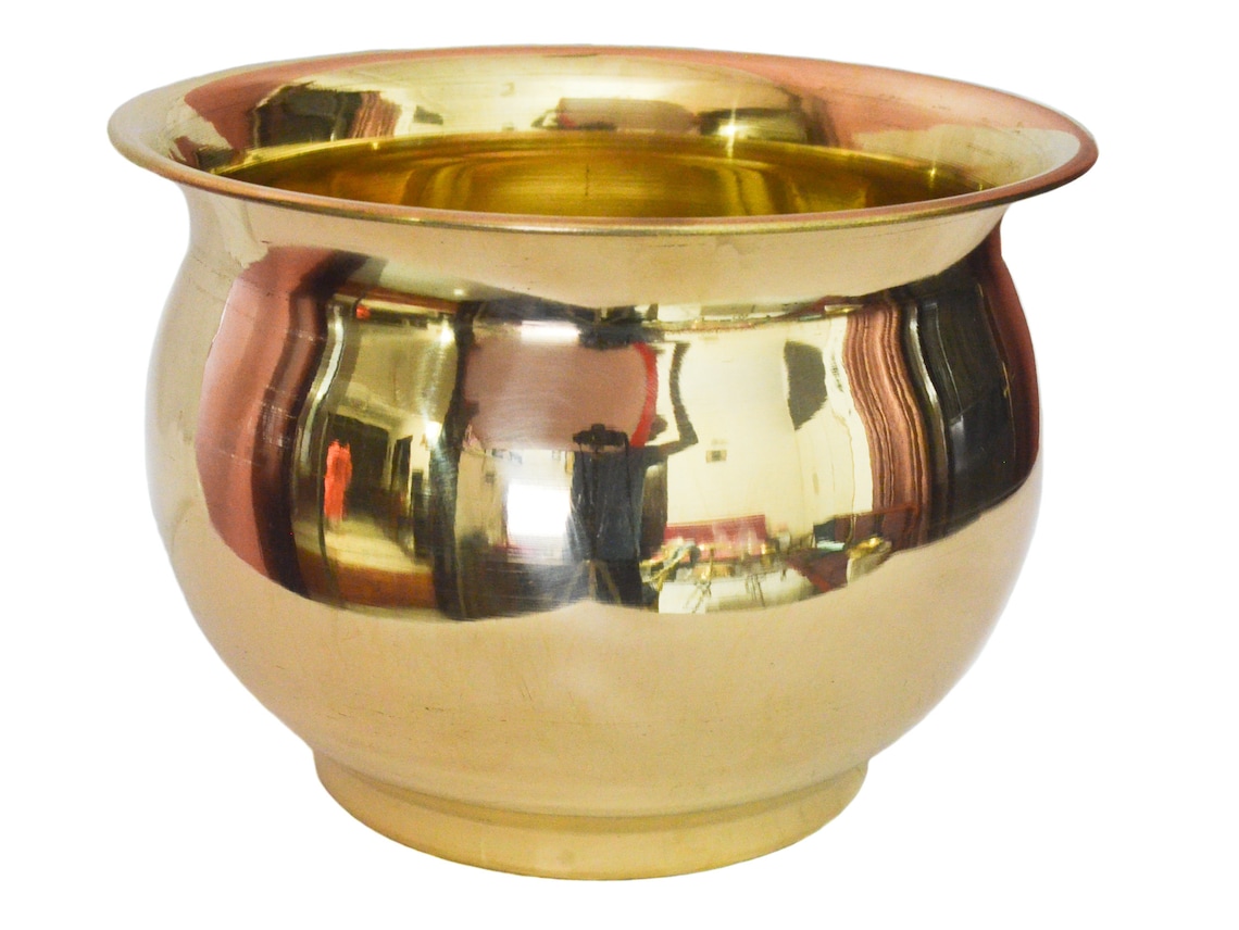 Brass Planter Plant Container Flower Pot In Plain Etsy