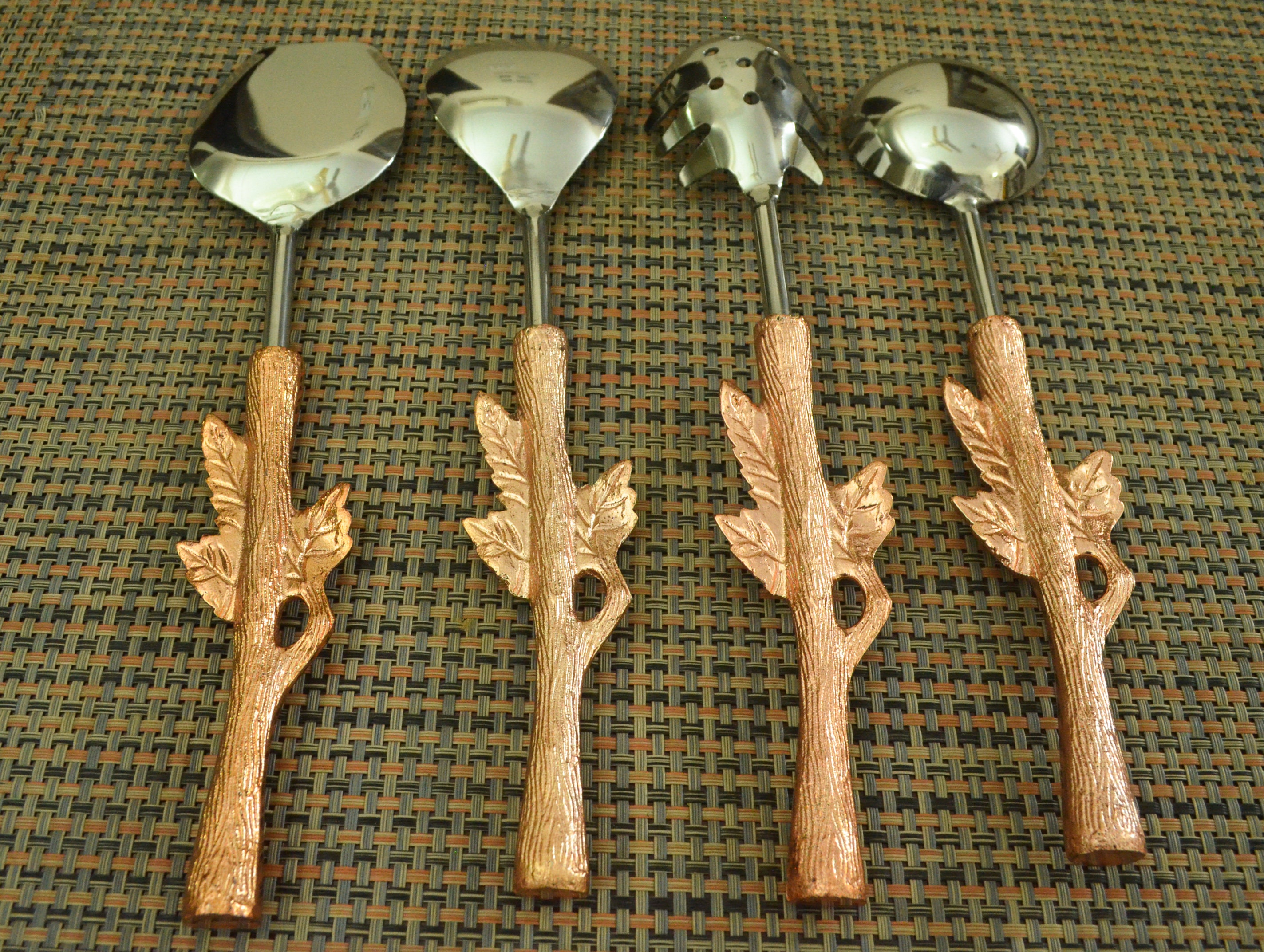 Steel Kitchen Serving Spoon Set of 4 Pcs With Copper Finish - Etsy