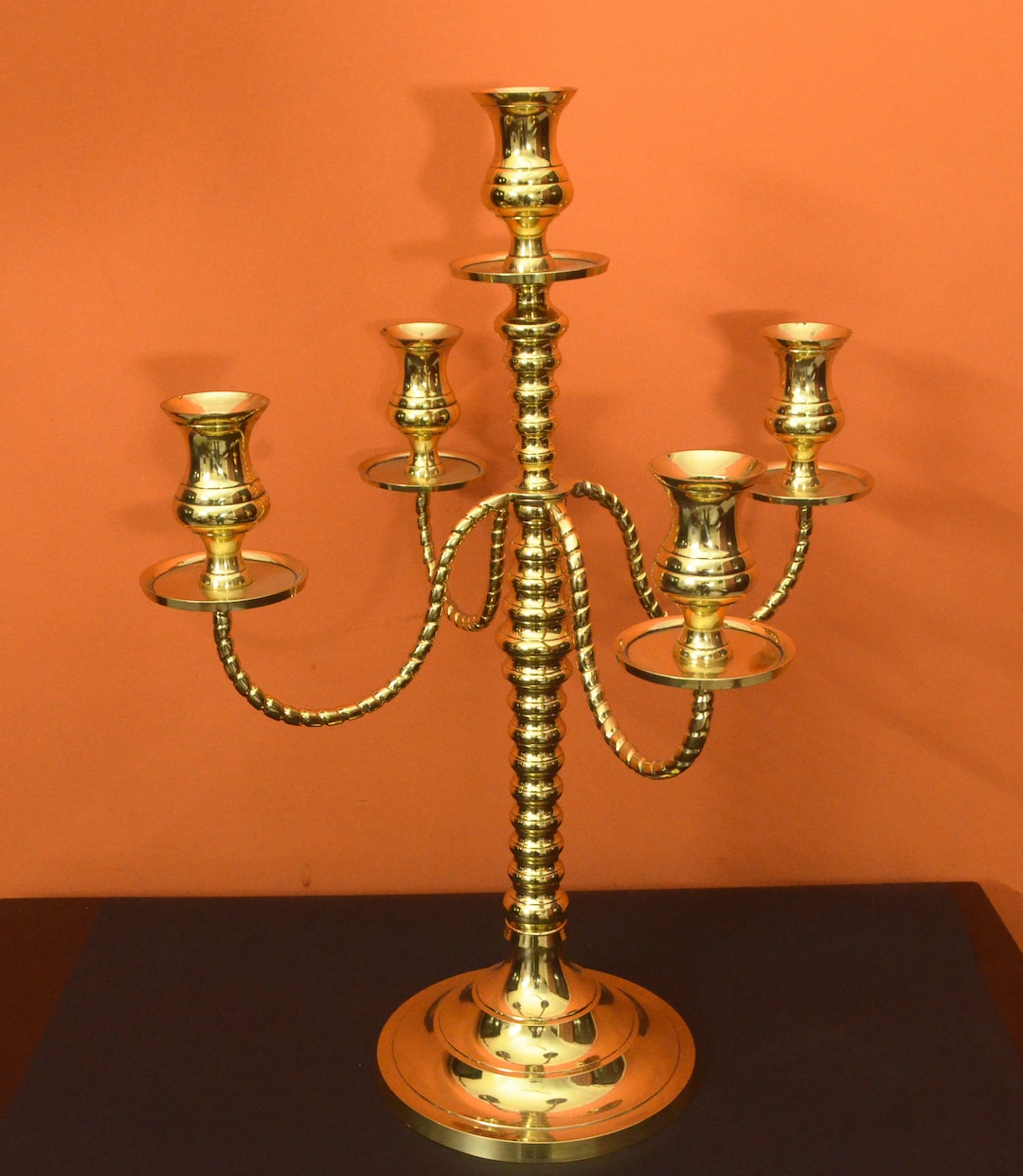 Candle Candelabra With 4 Arms -brass Golden Candle Candelabra - (20 ...