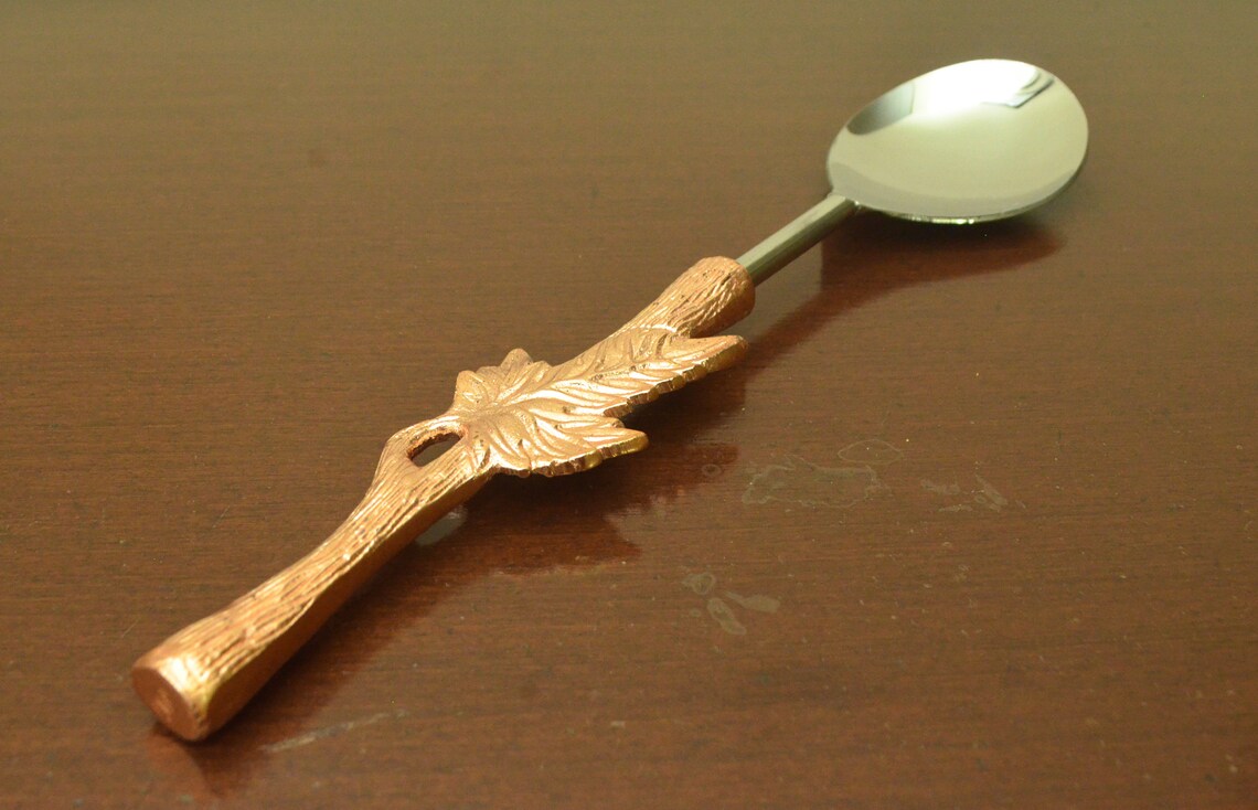 Steel Kitchen Serving Spoon Set of 4 pcs with Copper Finish | Etsy