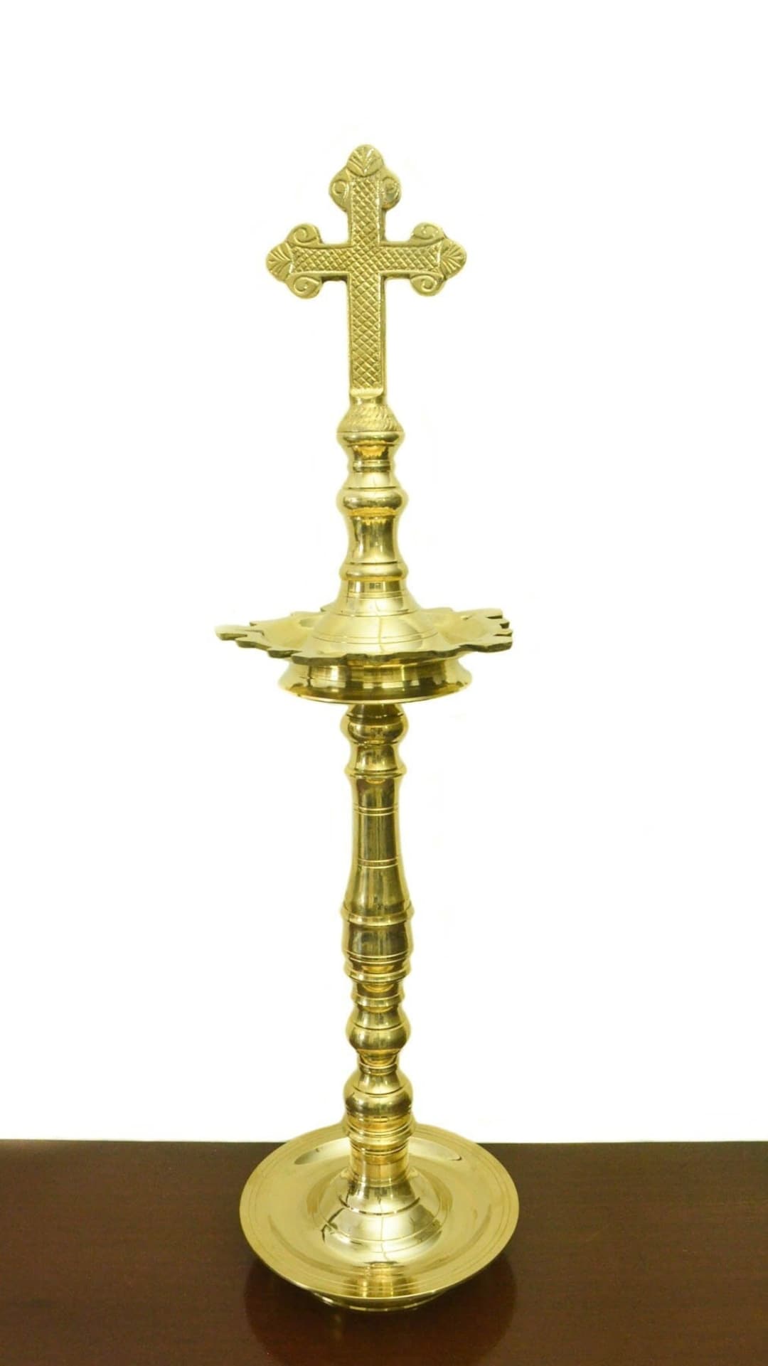 Brass Catholic Cross Oil Lamp With 5 Wicks, Sleeba Crown Lamp - Etsy