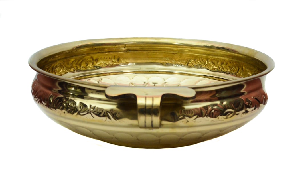 Brass Urli Pot || Brass Urli || Uruli Bowl in All Over Floral Design ...