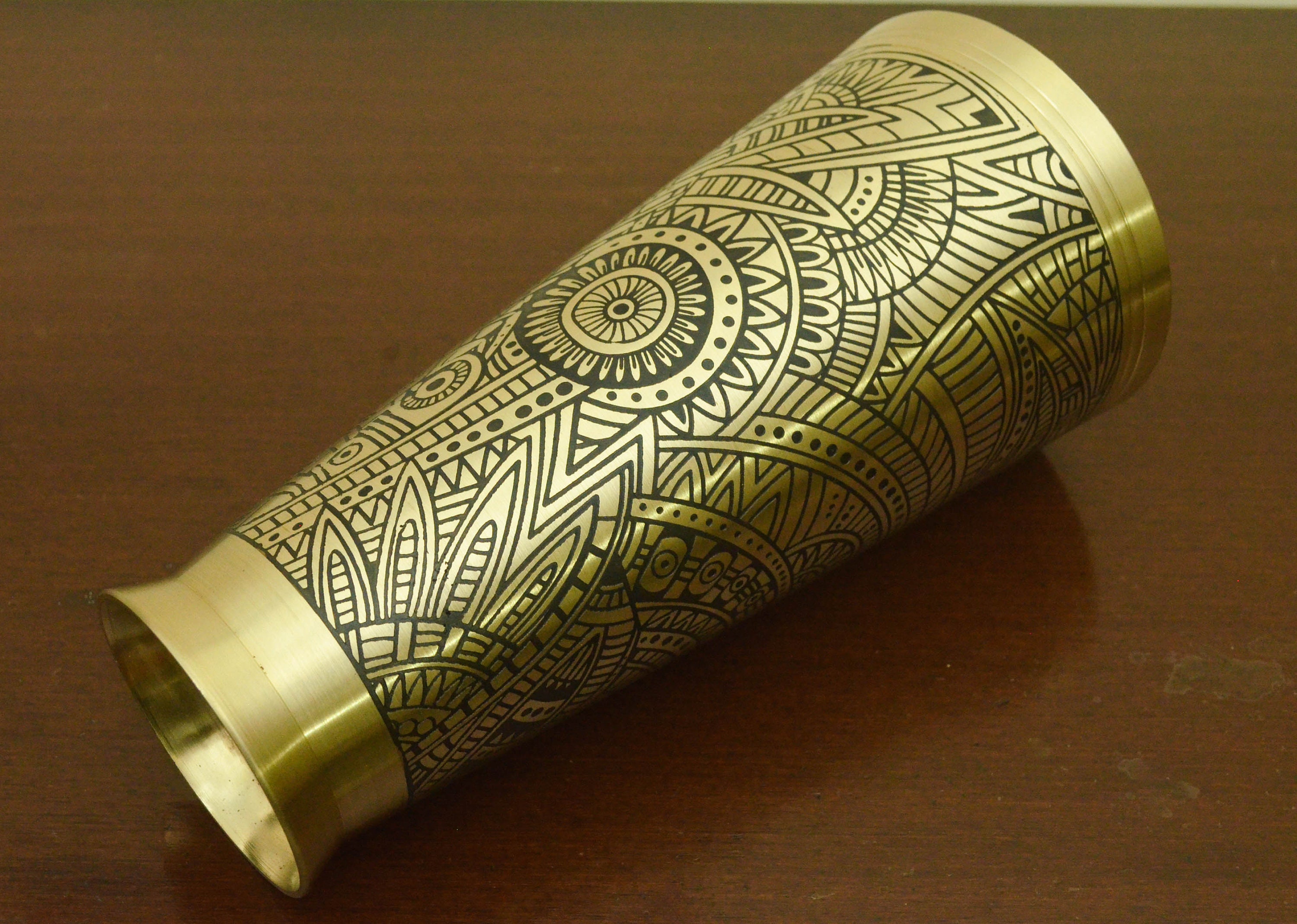 Brass Lassi /patiala Glass With Fine Hand Kalamkaari, Drinkware ...