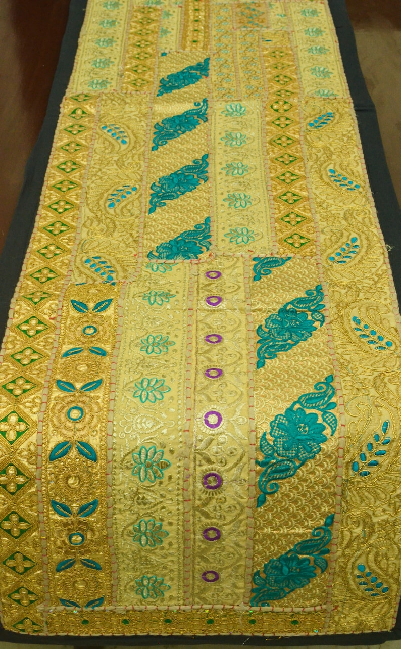 Rajasthani Handmade Patchwork Hand Embroidered Table Runner / - Etsy