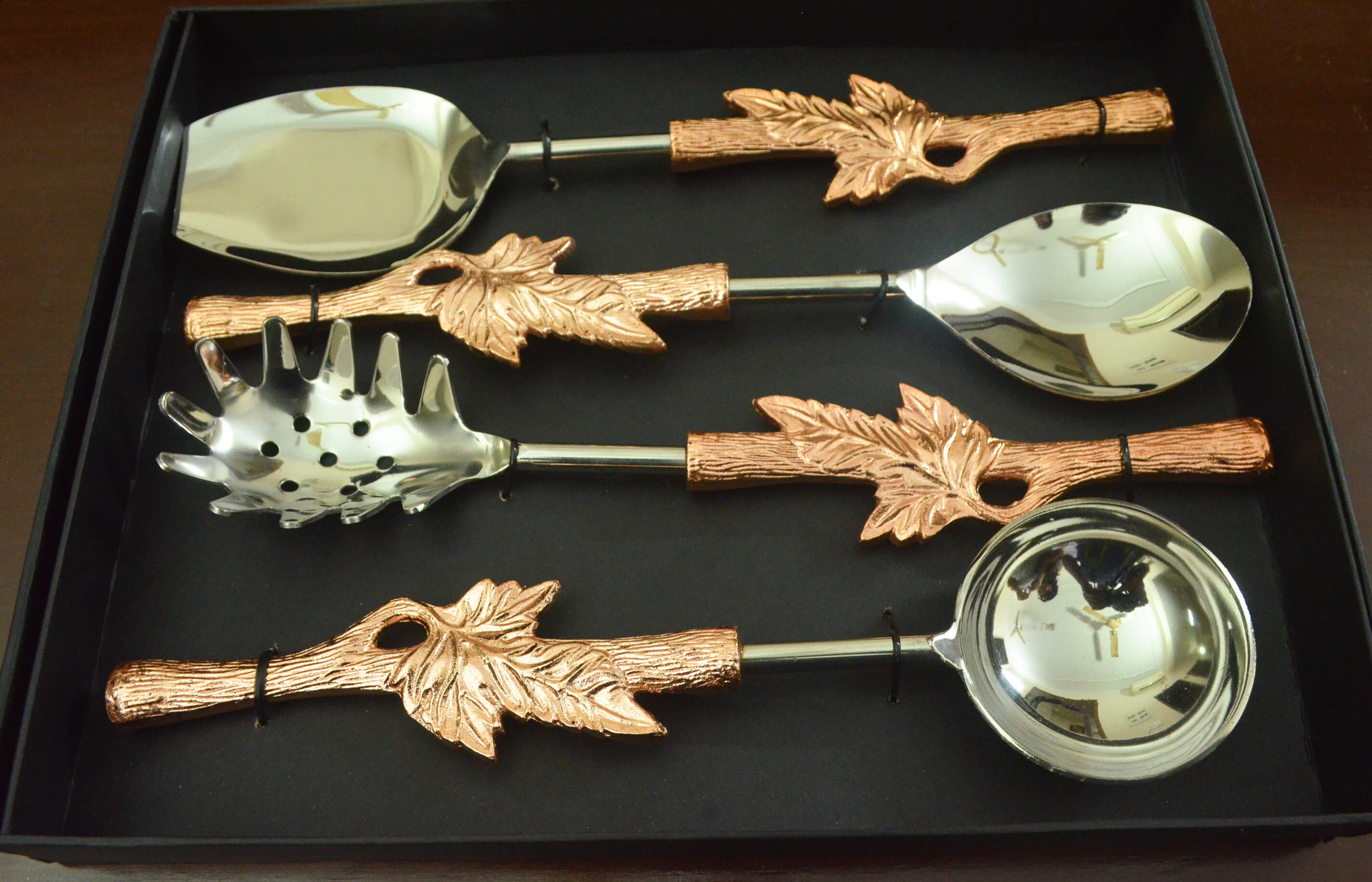 Steel Kitchen Serving Spoon Set of 4 Pcs With Copper Finish - Etsy