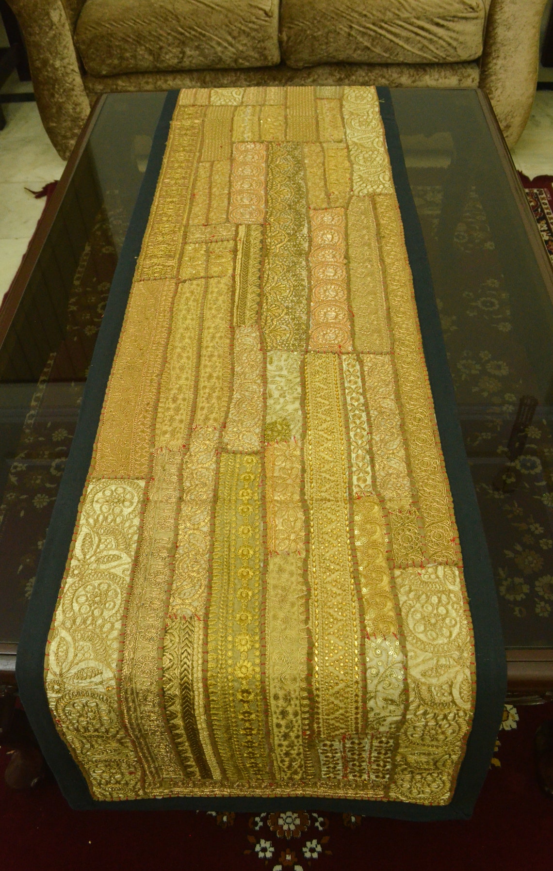 Rajasthani Handmade Patchwork Hand Embroidered Table Runner / | Etsy