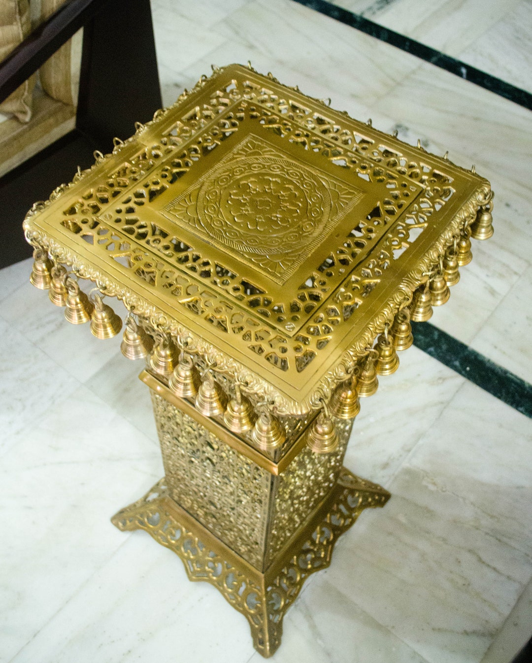 Brass Corner Table, Side Table, Decorative Table, Corner Stool, Ethnic ...