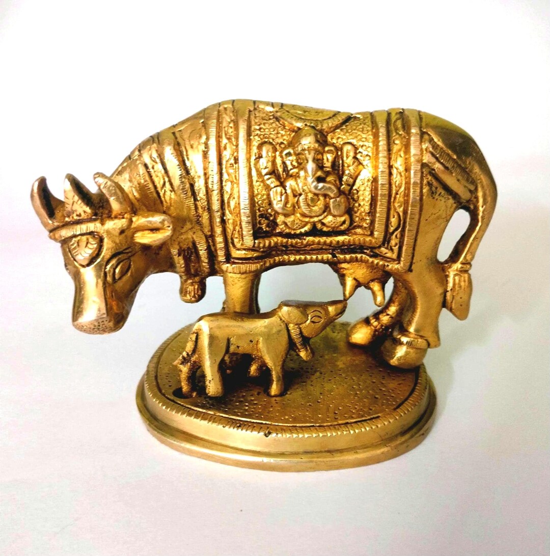 Kamdhenu || Holy Cow and Calf Idol Figurine Showpiece Divine Pooja ...