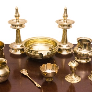 Handcrafted Brass Pooja Thali Set | Traditional Puja Plate for Home ...