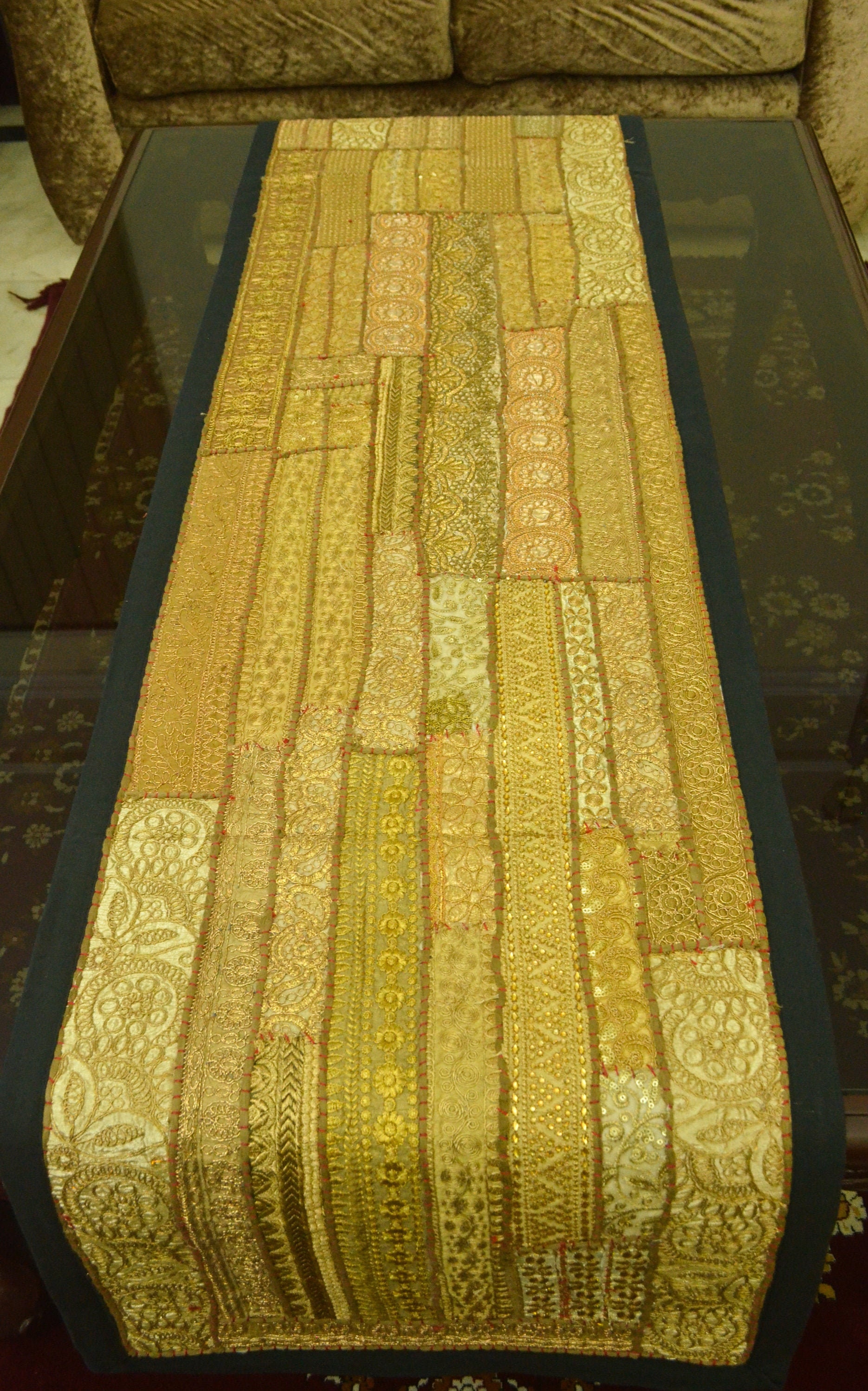 Rajasthani Handmade Patchwork Hand Embroidered Table Runner / | Etsy