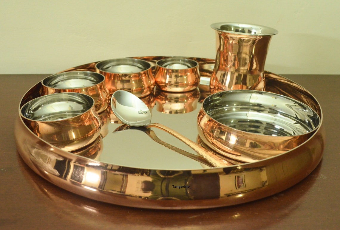Copper & Steel Dinnerware Sets Thali Sets thali/plate 13 - Etsy