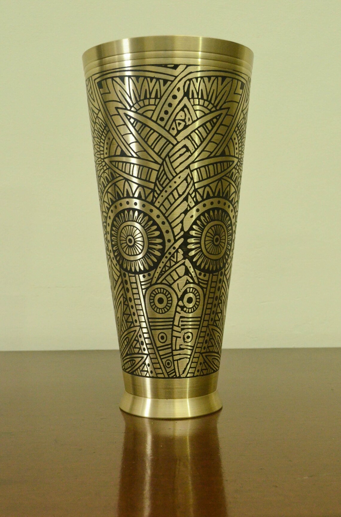 Brass Lassi /patiala Glass With Fine Hand Kalamkaari, Drinkware ...