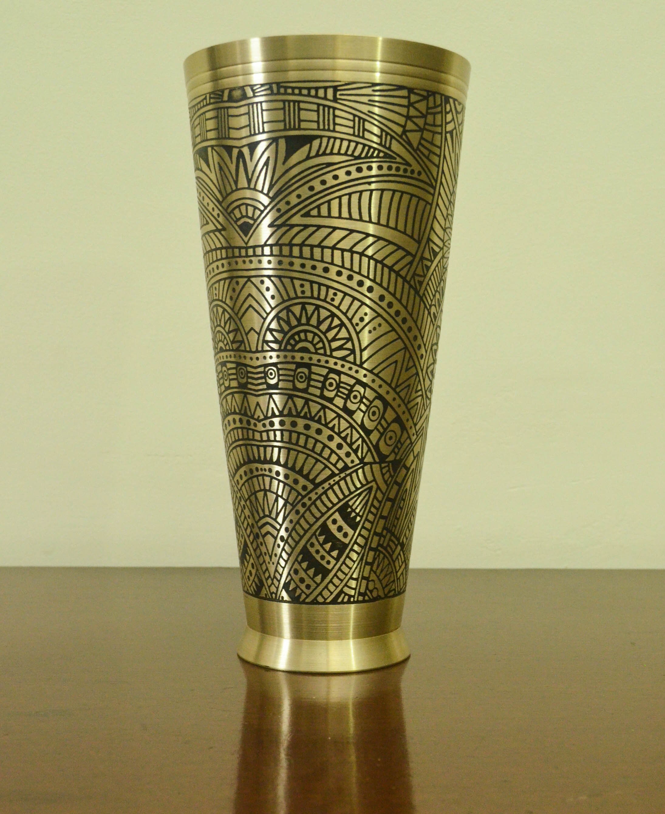 Brass Lassi /patiala Glass With Fine Hand Kalamkaari, Drinkware ...