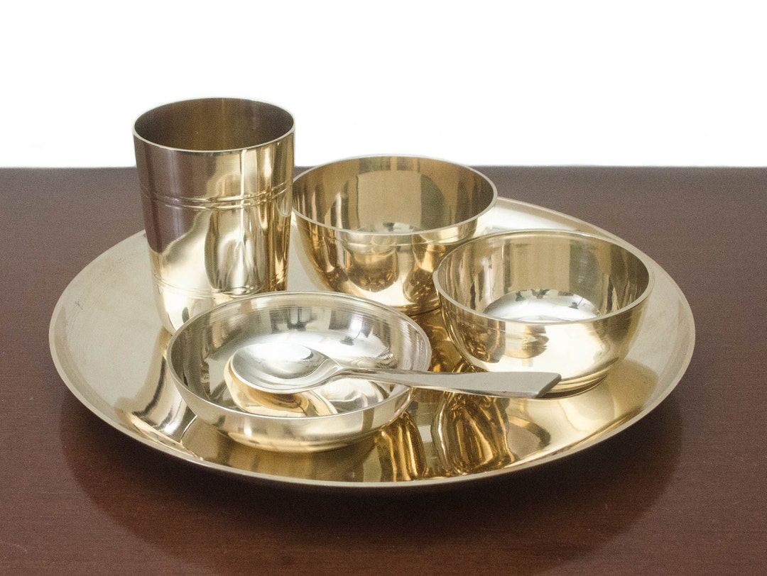 Pure Bronze/kansa Dinner Plate Sets /thali Set - of 6 Pieces - Etsy