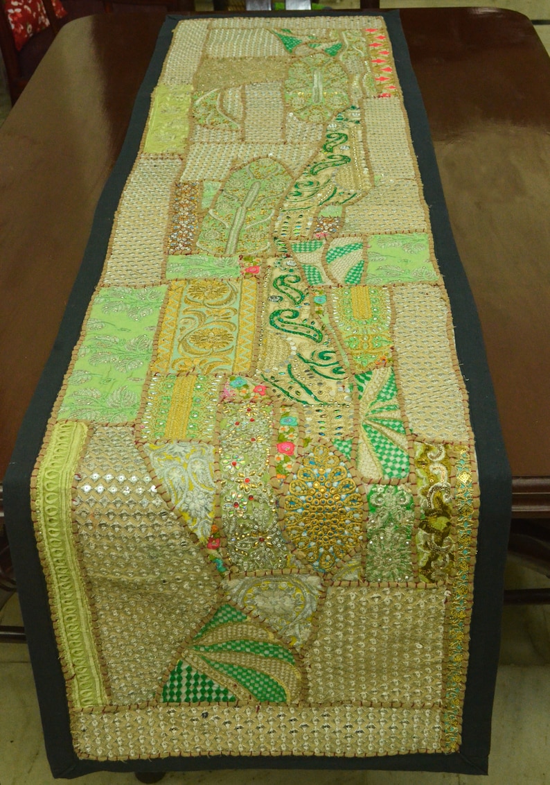 Rajasthani Handmade Patchwork Hand Embroidered Table Runner / - Etsy