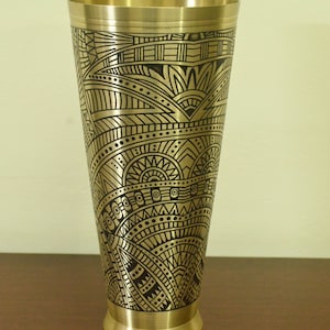 Brass Lassi /patiala Glass With Fine Hand Kalamkaari, Drinkware ...