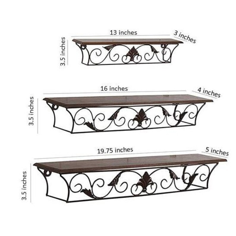 Wall Shelves Wooden and Wrought Iron Shelf Rack Wall - Etsy