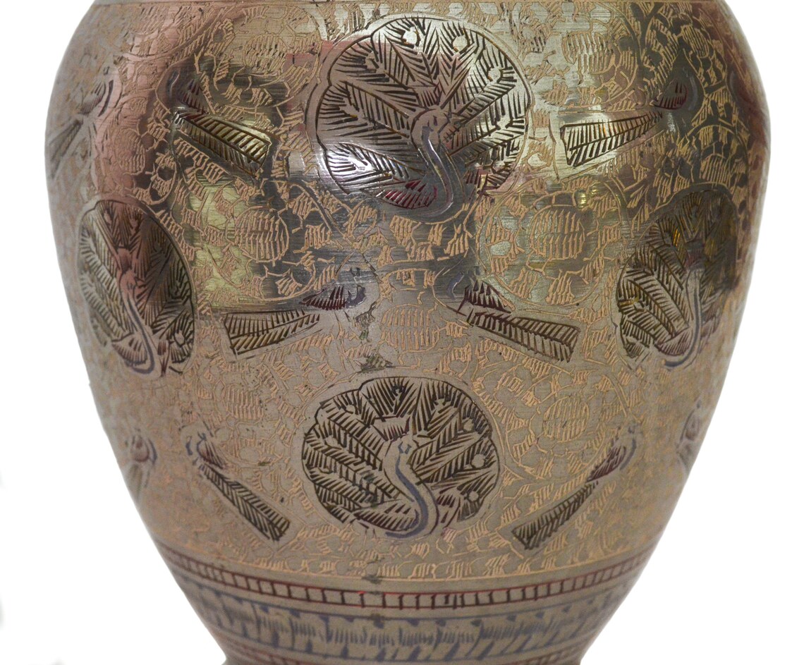 Brass Flower Vase With Handcrafted Kalamkaari Work in Mute - Etsy