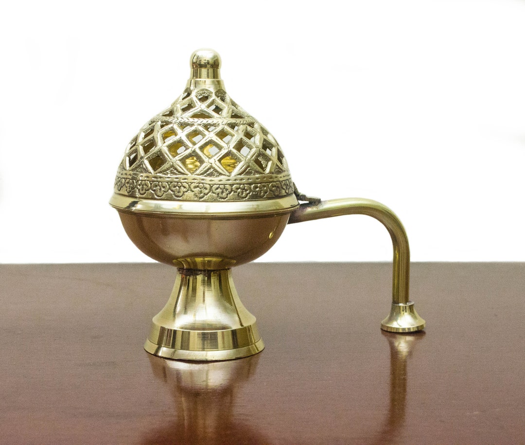 Loban Burner | Brass Incense Burner With Handle | Dhoop Dani for Puja ...