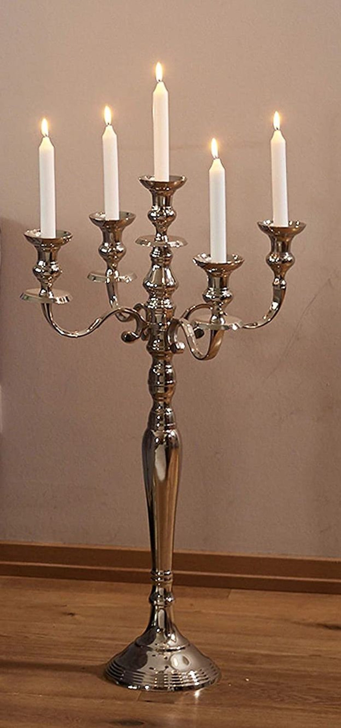 Candle Candelabra Handcrafted Beautiful 4 Arm Silver Plated - (25 Inch ...