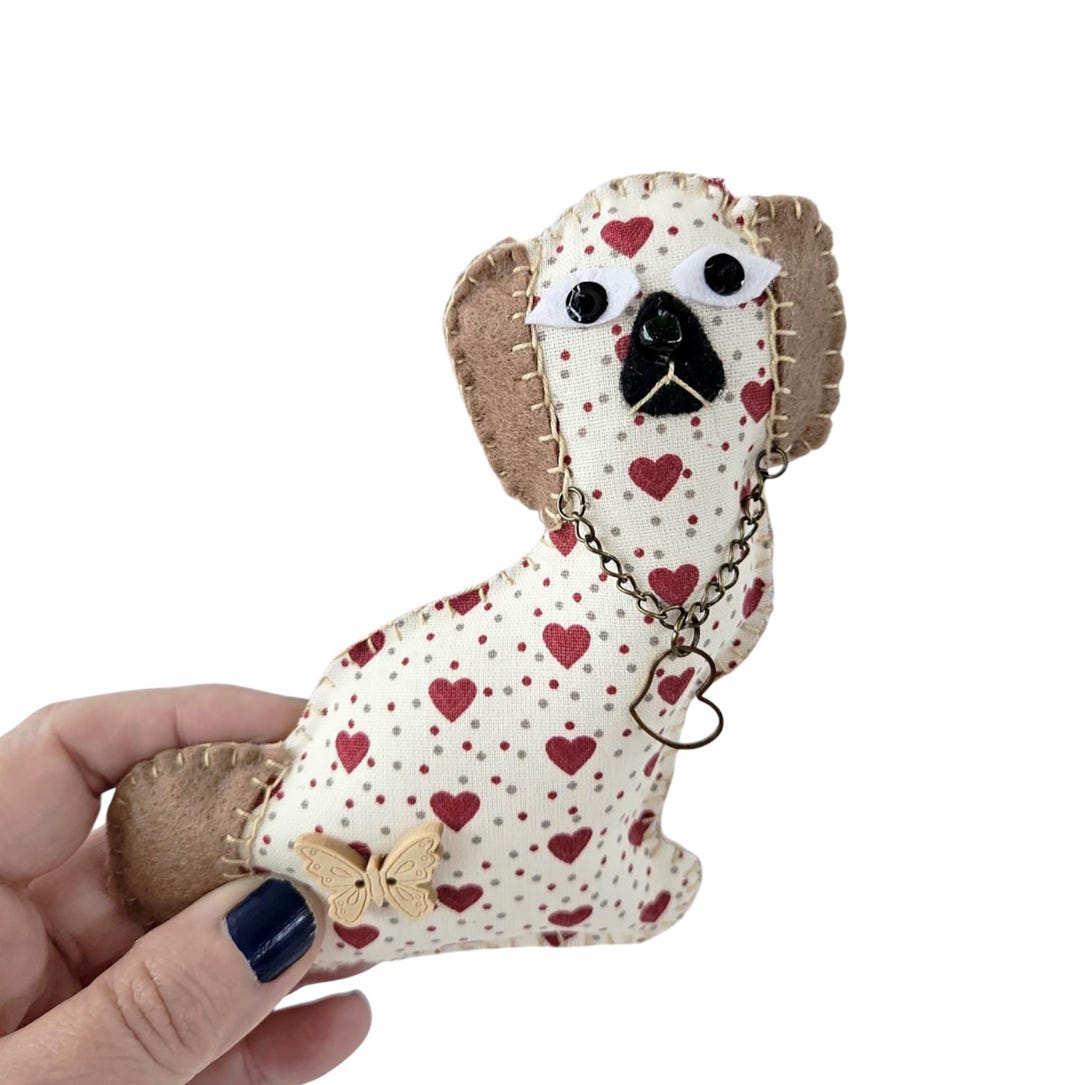 Staffordshire Fabric Dog Plush - Unique Art Toy - Vintage Porcelain ...