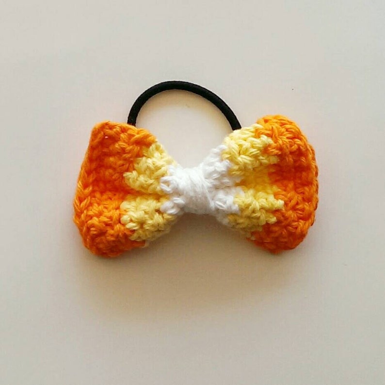 Candy Corn Halloween Crochet Hair Bows Set of TWO Clips - Etsy