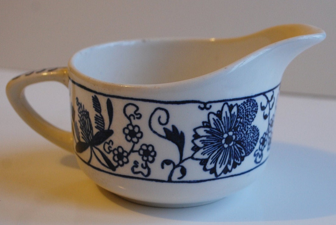 Blue and White Creamer Pitcher, Ceramic, Floral Designs, Royal Blue and ...