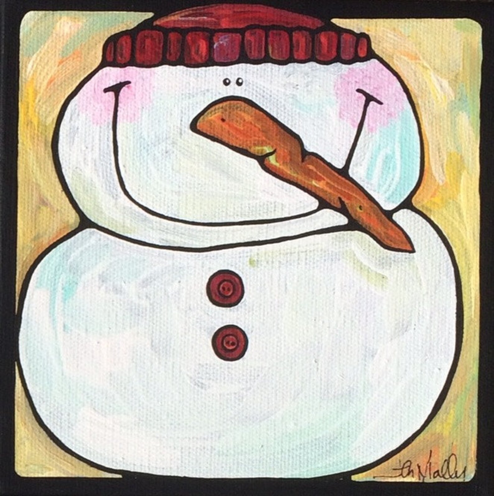Custom Snowman Acrylic on Canvas Painting - Etsy