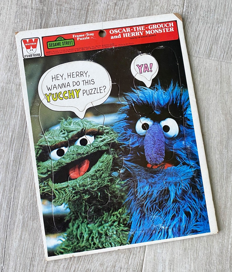 Vintage 1977 Sesame Street Oscar the Grouch Herry Monster Frame Tray ...