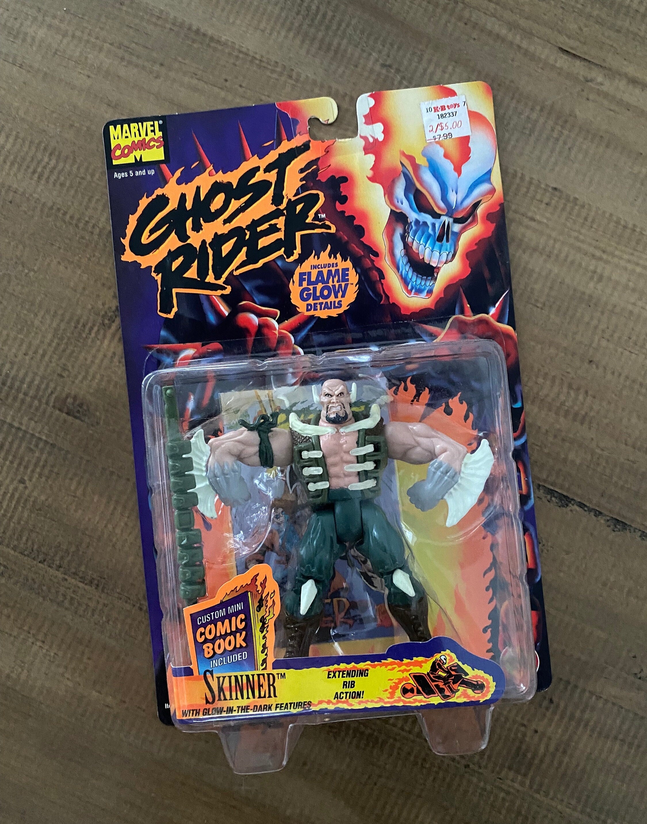 Vintage 1995 Marvel Comics Ghost Rider Skinner Extending Rib Action Flame Throw Detail Mini Comic Book Toybiz Action Figure Toy Etsy UK