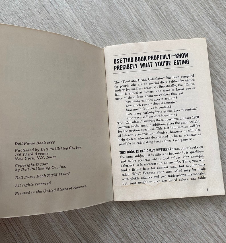 Vintage 1967 Food and Drink Calculator Dell Purse Book Glam Makeup ...