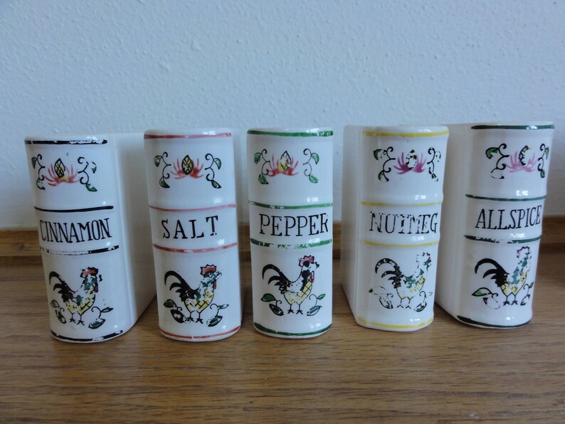 Vintage Spice Rack Set of 5 Book-Style Spice Containers with | Etsy