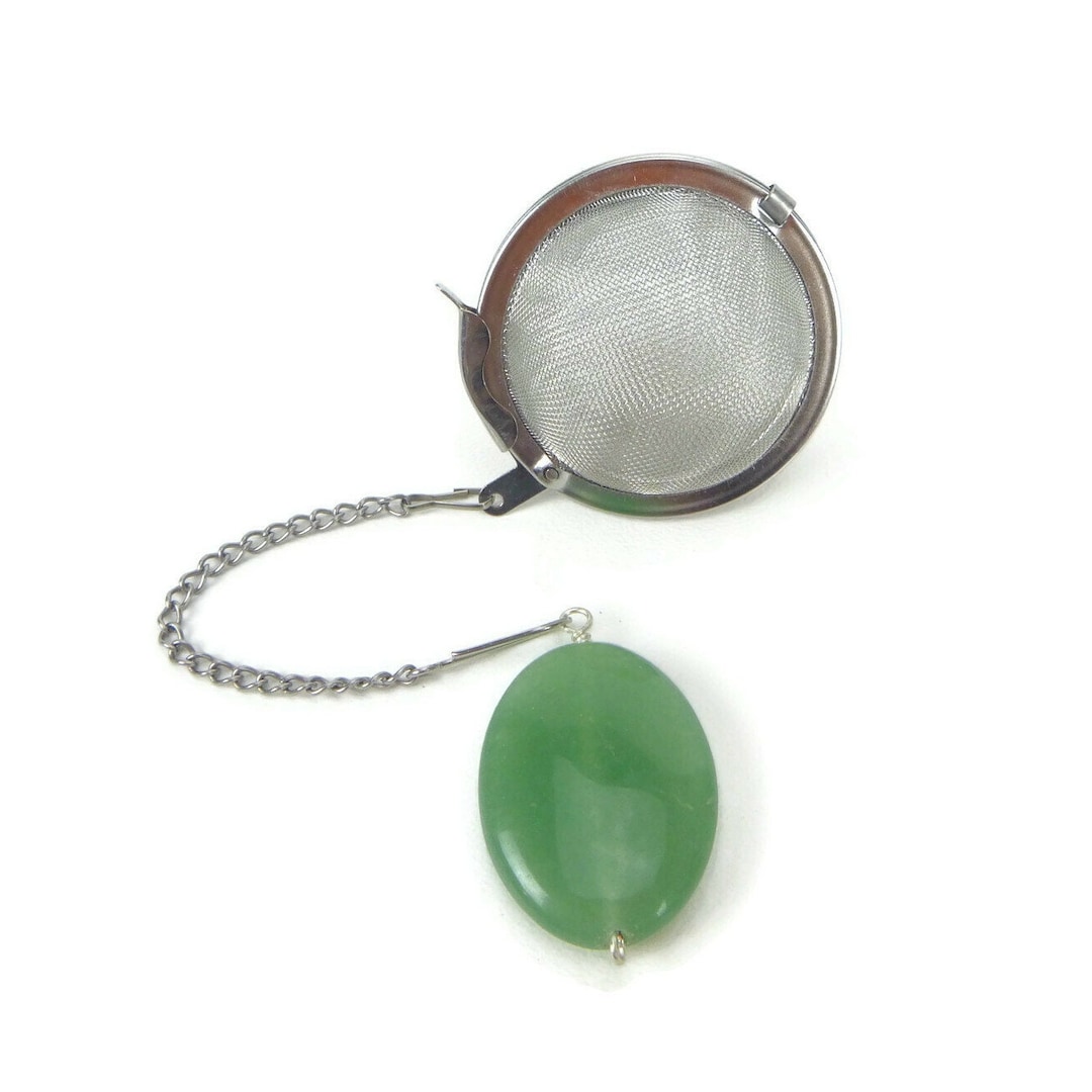 Tea Infuser With Green Aventurine Oval Charm - Tea Accessory - Tea Ball ...