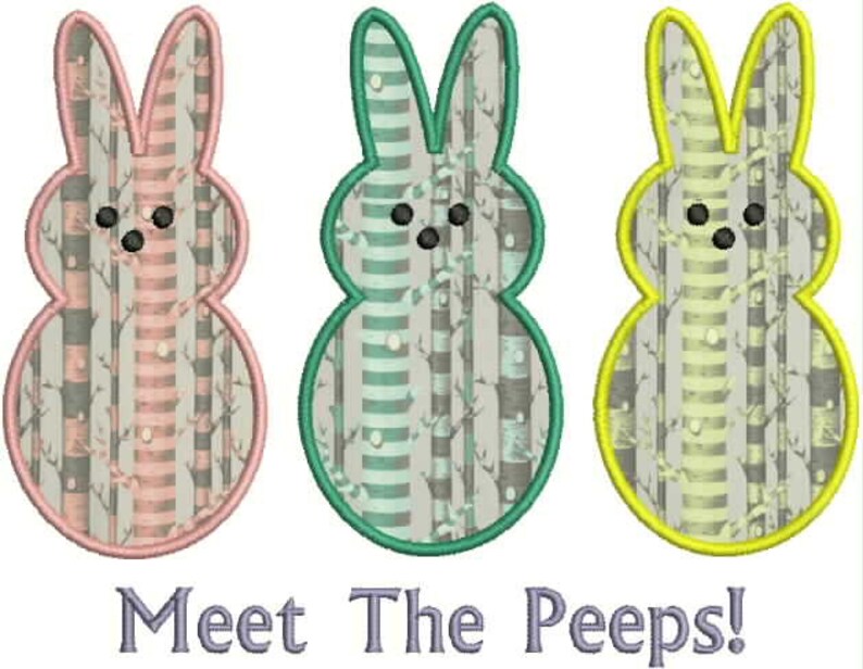 Easter Meet the Peeps Bunny Rabbit Applique Machine Embroidery Designs ...