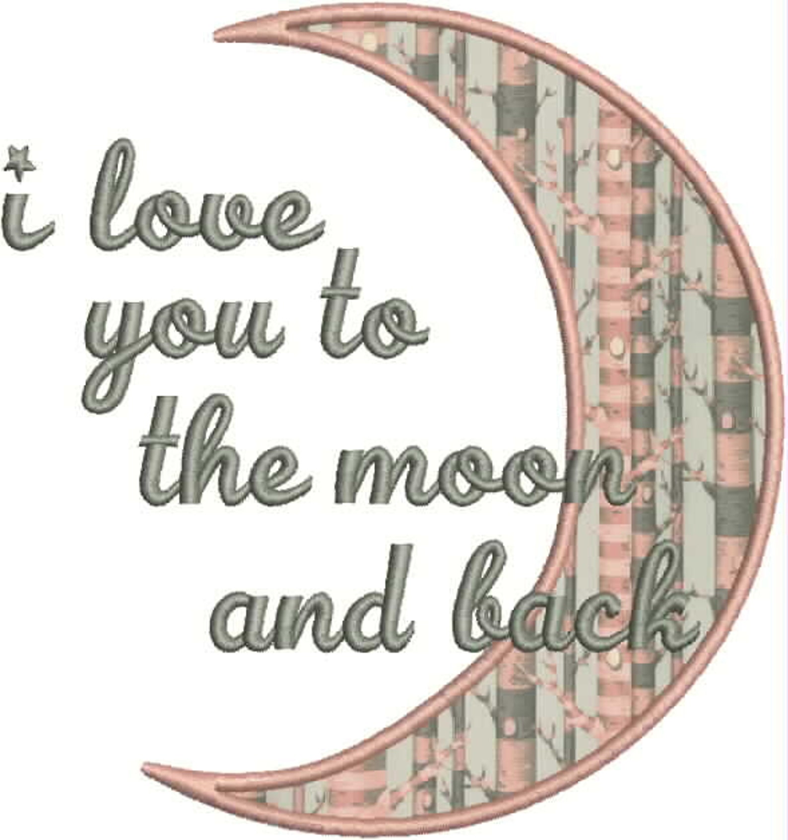 I Love You to the Moon and Back Applique Machine Embroidery Design 5x7 ...