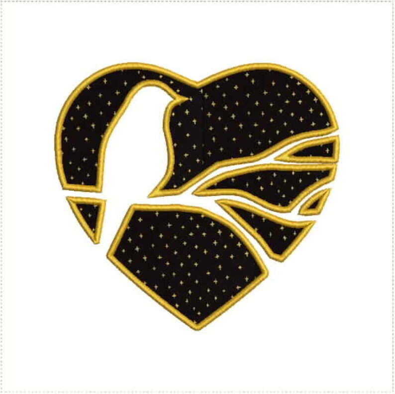 Bird in a Heart Outline Reverse Applique Machine Embroidery Design 6x10 ...