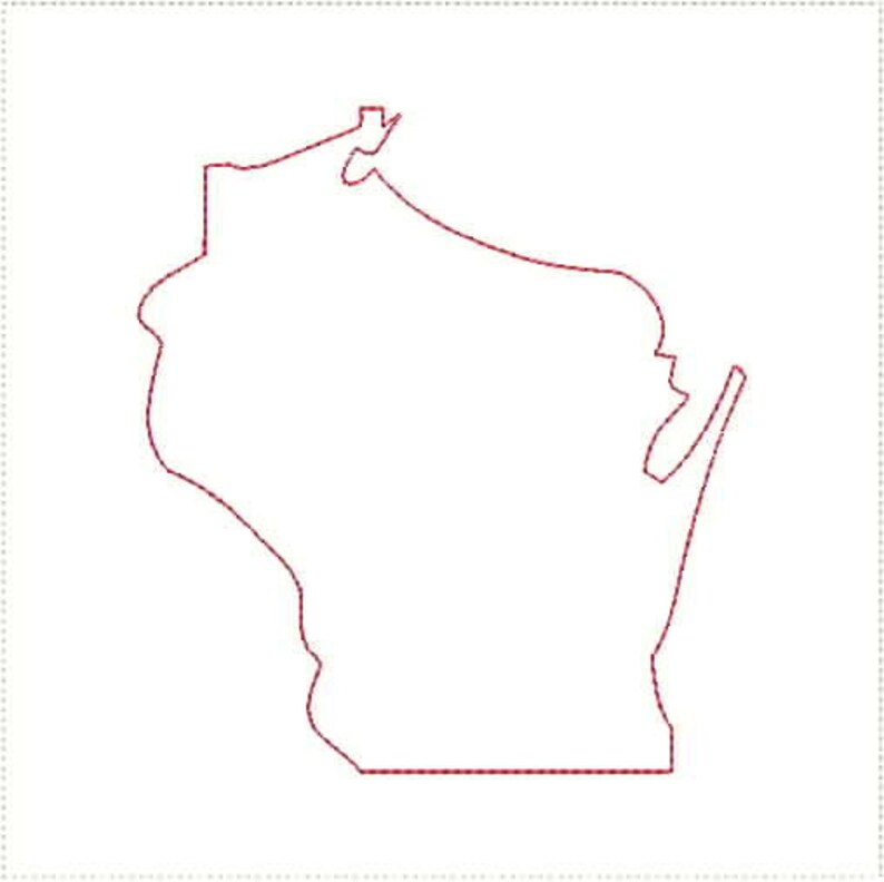 Wisconsin WI Outline and Heart US United States Embroidery Machine ...