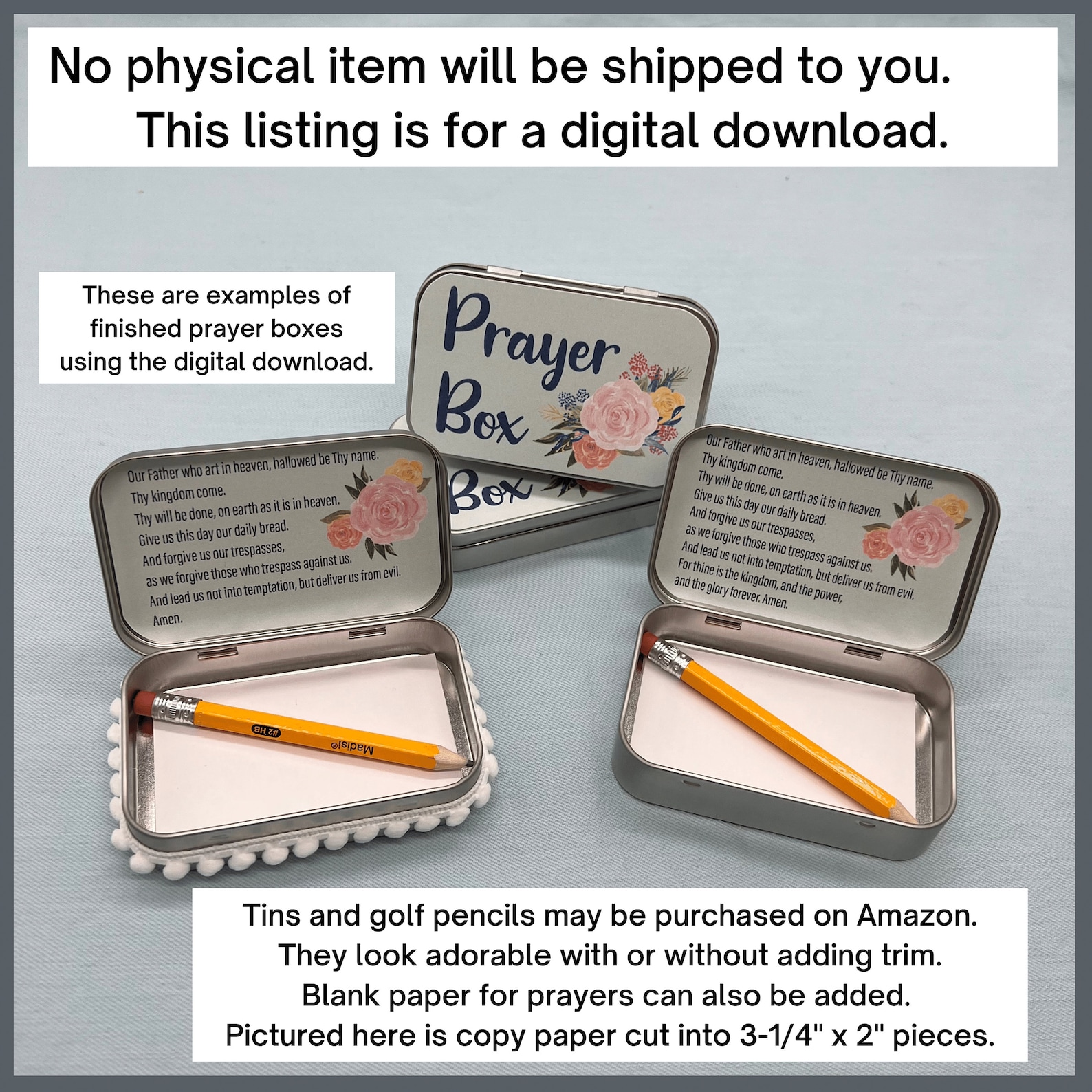 Prayer Box Printable Altoid Tin Diy Tin Craft Kids Craft | Etsy